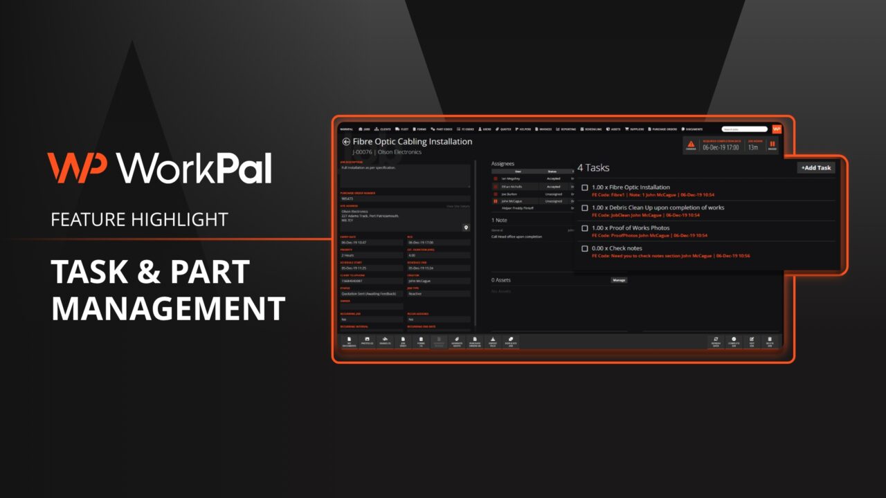 Feature highlight: Task & Part Management | WorkPal